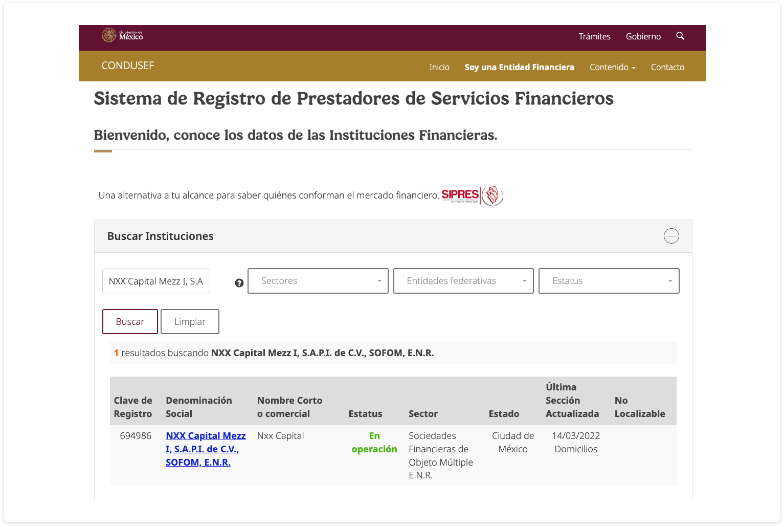 Proceso de solicitud